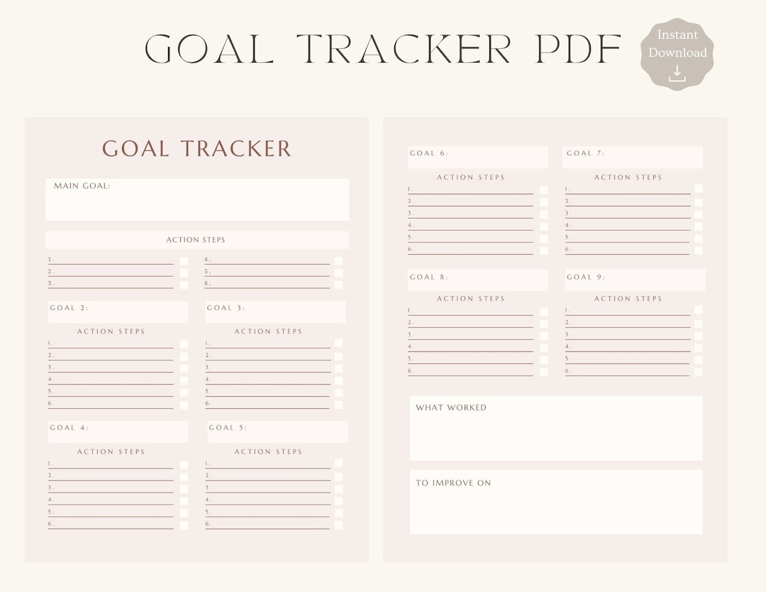 Goal Tracker Printable PDF, Goal Planner, Simple Goal Tracker PDF, Goal ...