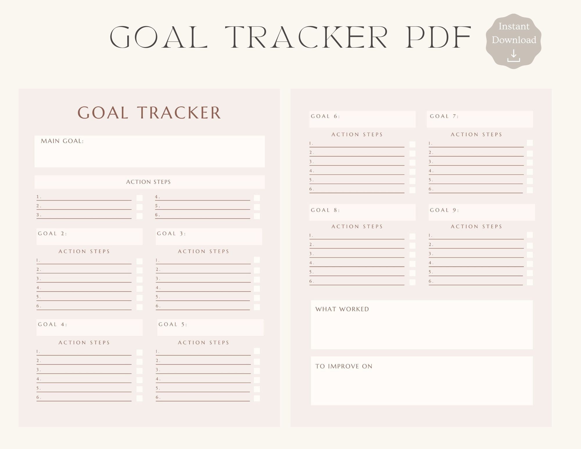 Goal Tracker Printable PDF, Goal Planner, Simple Goal Tracker PDF, Goal ...