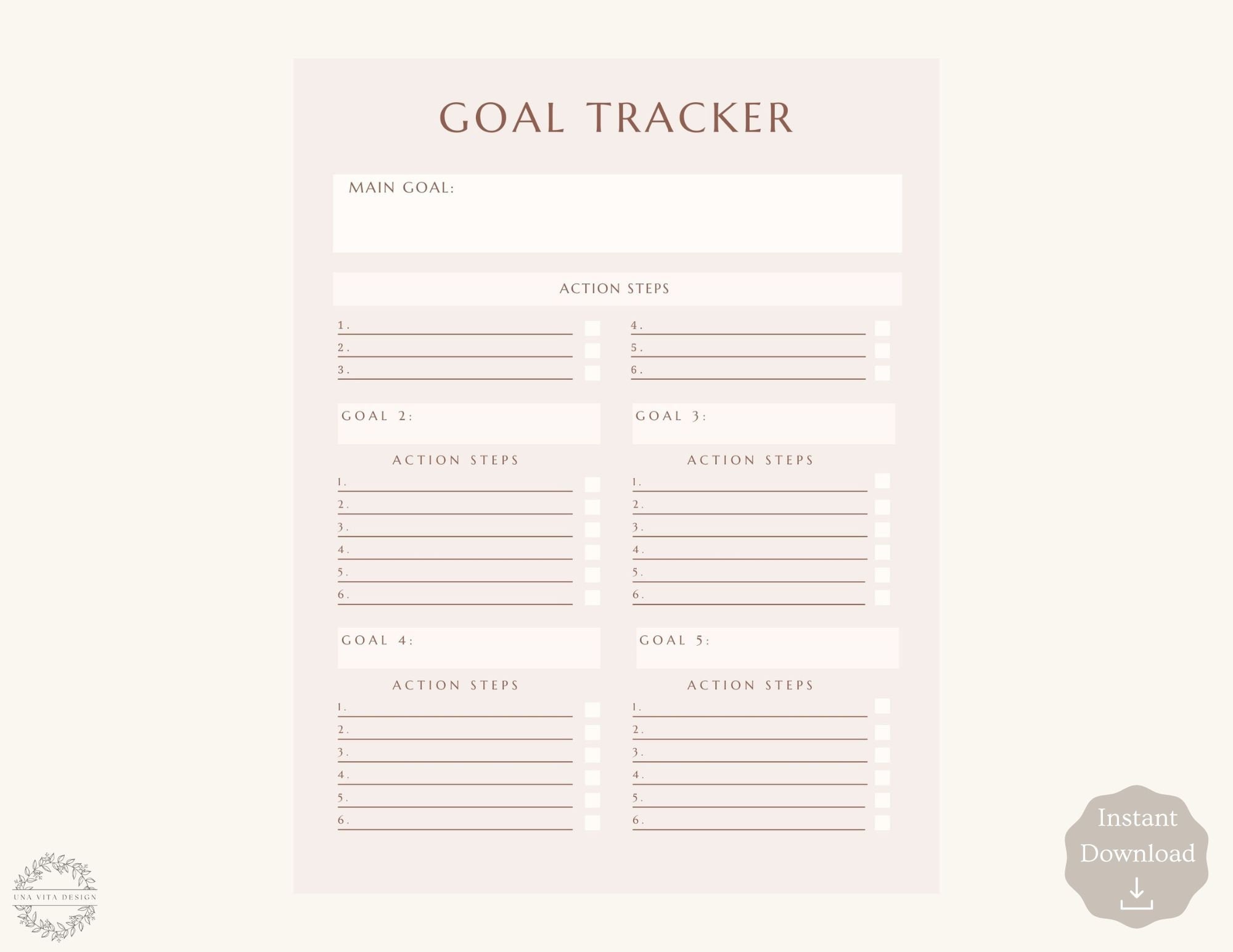 Goal Tracker Printable PDF, Goal Planner, Simple Goal Tracker PDF, Goal ...