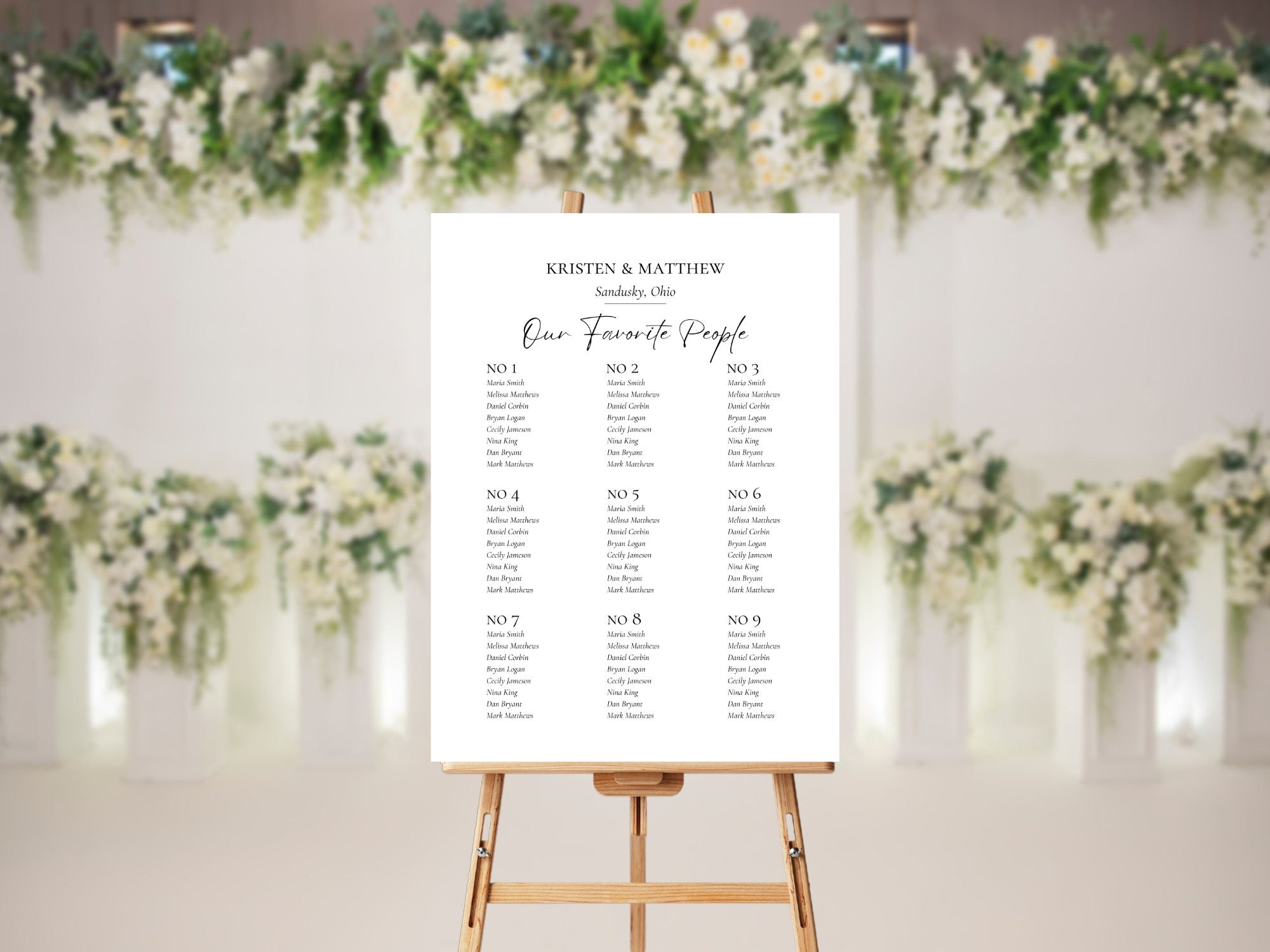 Intimate Wedding Reception Seating Chart Minimalist Modern Wedding ...