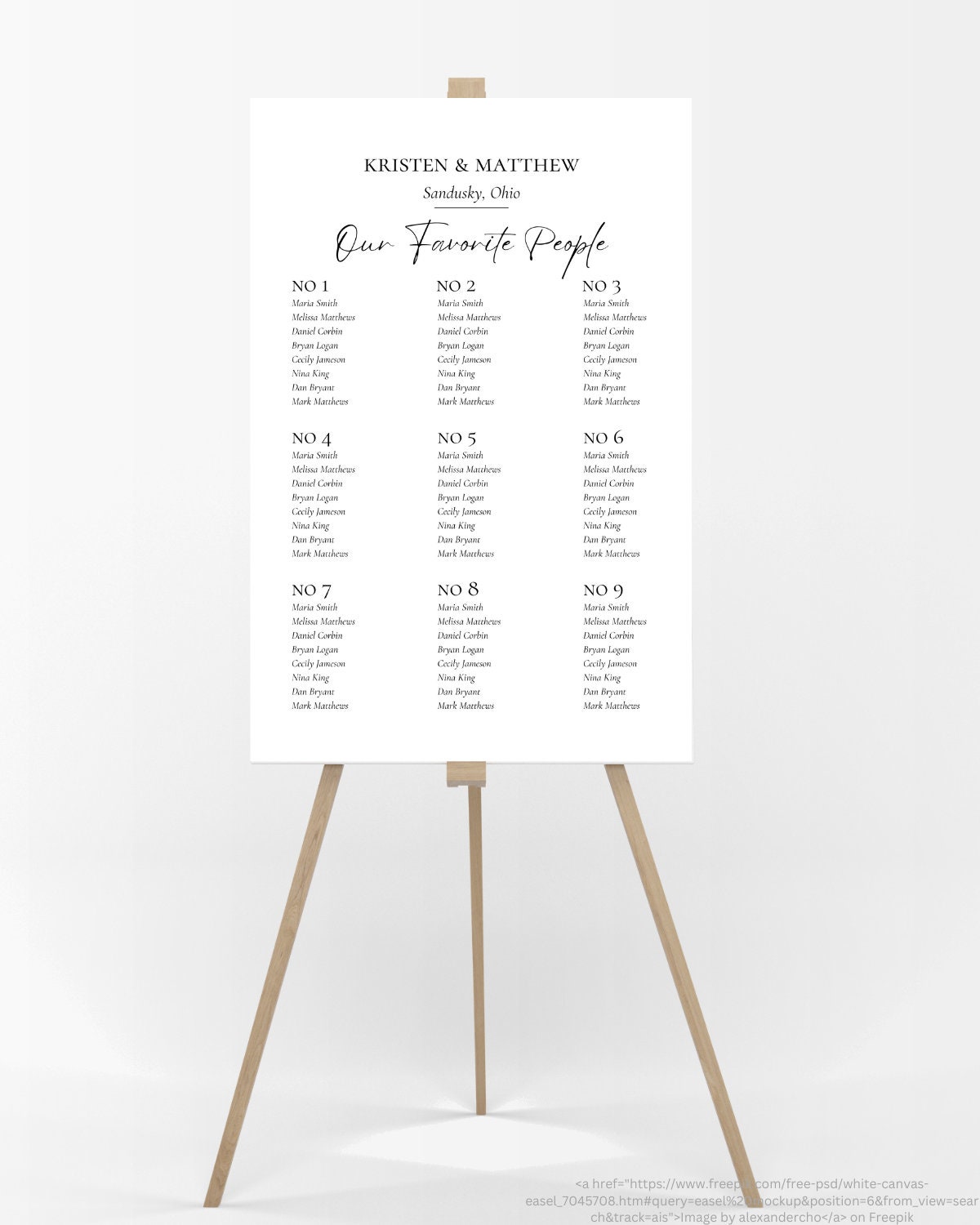 Intimate Wedding Reception Seating Chart Minimalist Modern Wedding ...