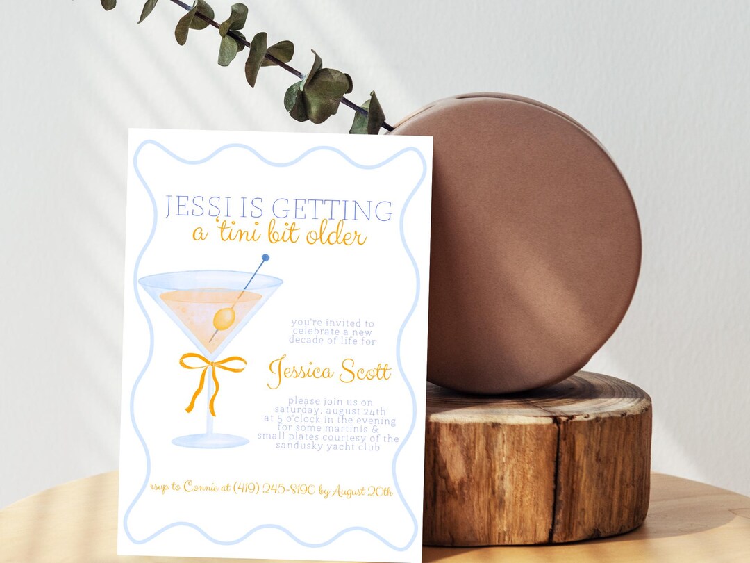 Invitación de cumpleaños con martini: Plantilla personalizada y ...
