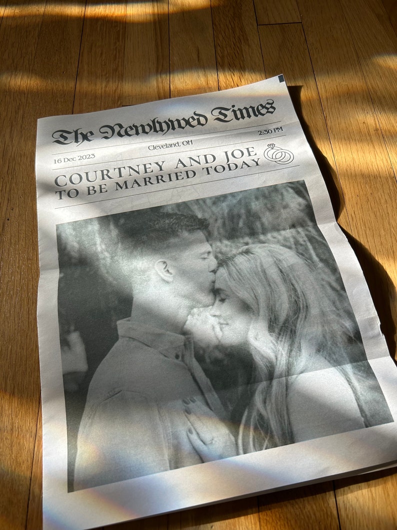 Newspaper Wedding Ceremony Program Modern, Minimalist Newlywed Times ...