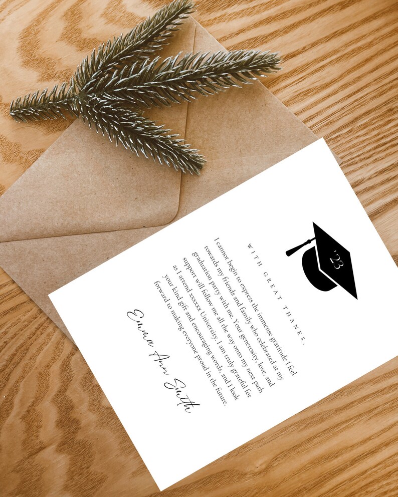 Modern Graduation Thank You Card: Customizable Photo Template (digital ...