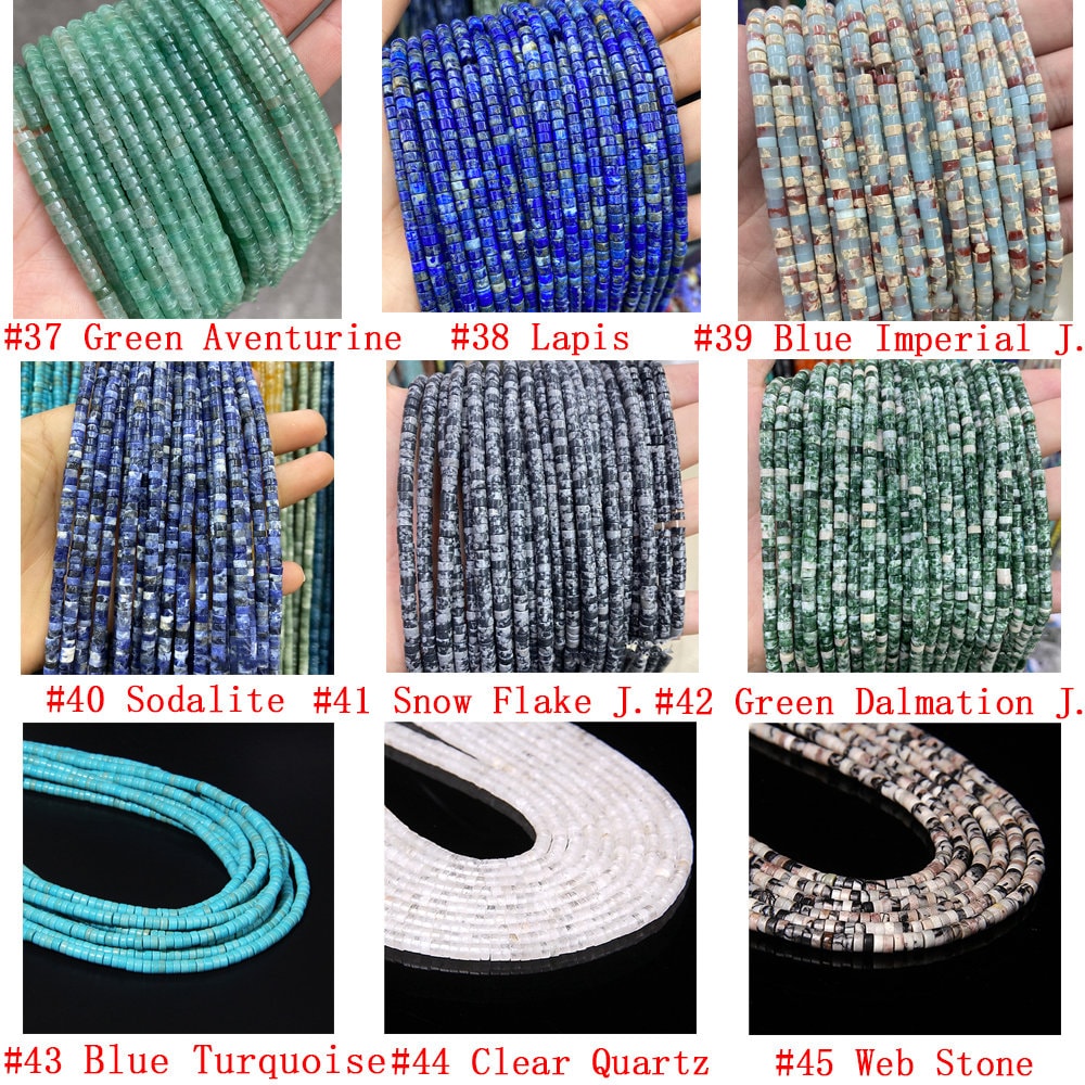 2*4mm Heishi Disc Tyre Shape Gemstone Beads Natural Crystal Agate Stone ...