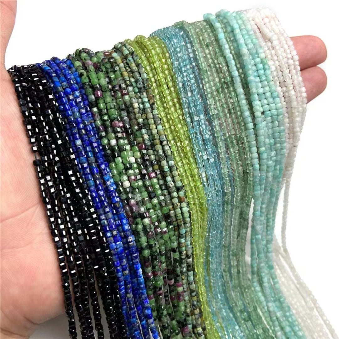 2.5mm Natural Gemstone Cube Shape Nugget Beads AAA Faceted Gemstone ...