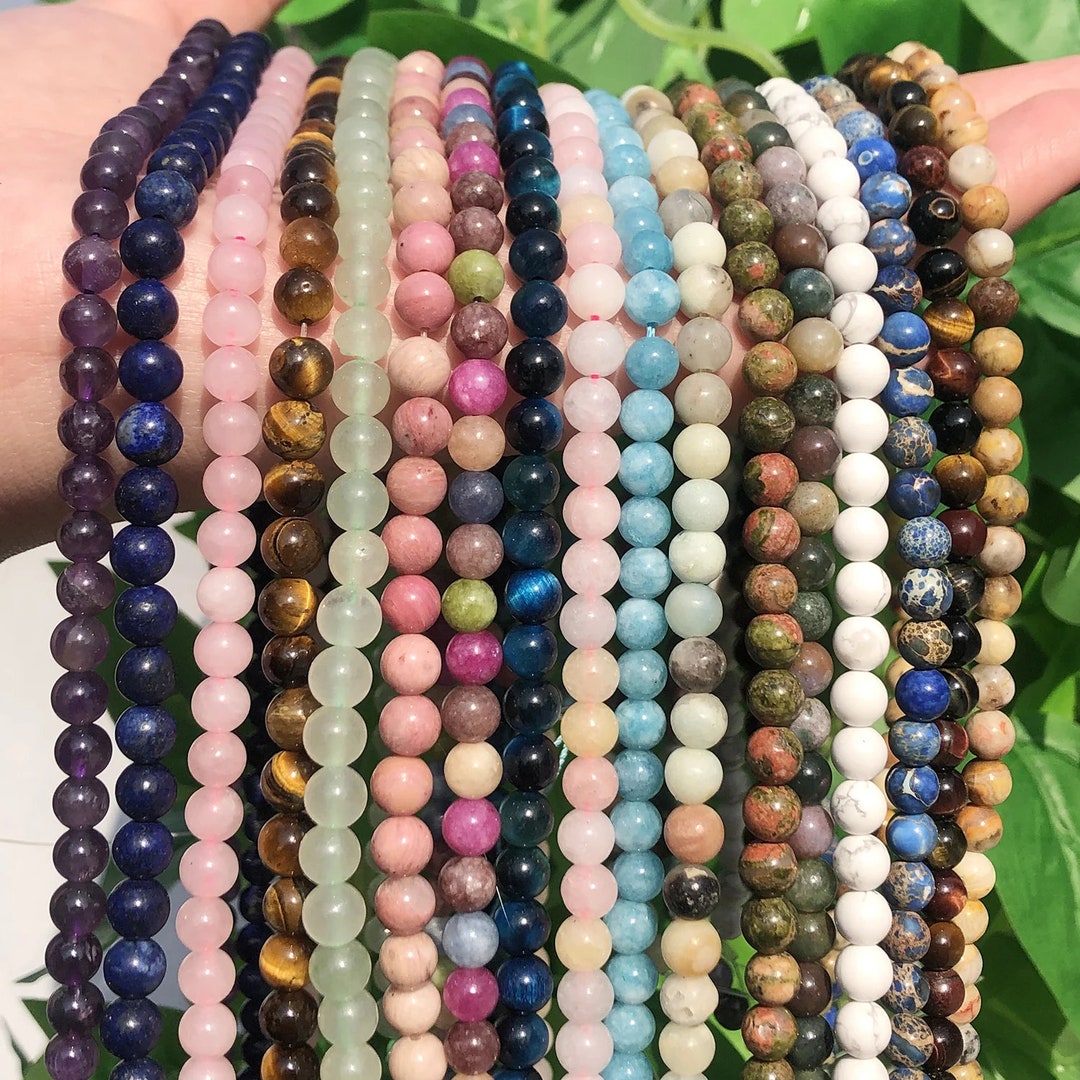 70 Options Natural Gemstone Beads Round Smooth Loose Stone Agate ...