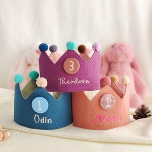 Personalized Embroidery Name Birthday Crown, Age Number Buttons ...
