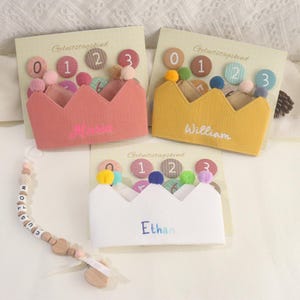 Personalized Embroidery Name Birthday Crown, Age Number Buttons ...