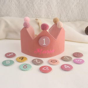 Personalized Embroidery Name Birthday Crown, Age Number Buttons ...