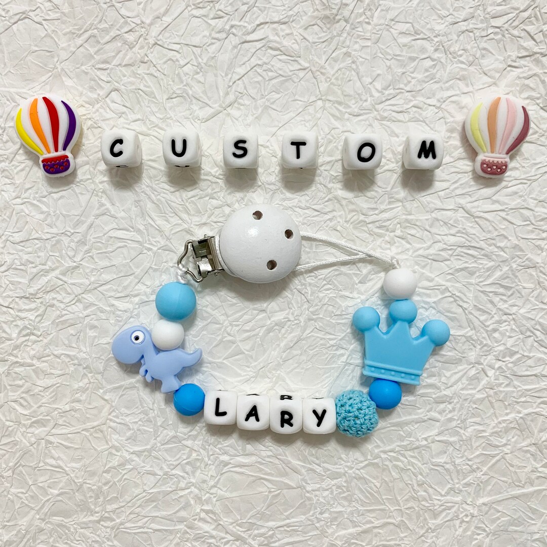 Personalised Pacifier Clip Dinosaur Dummy Clip With Name Baby Gift - Etsy