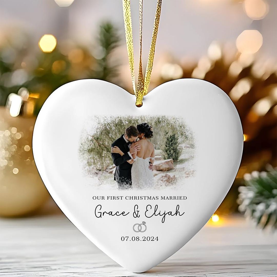 First Christmas Married Photo Ornament, Custom Couple 1st Christmas ...