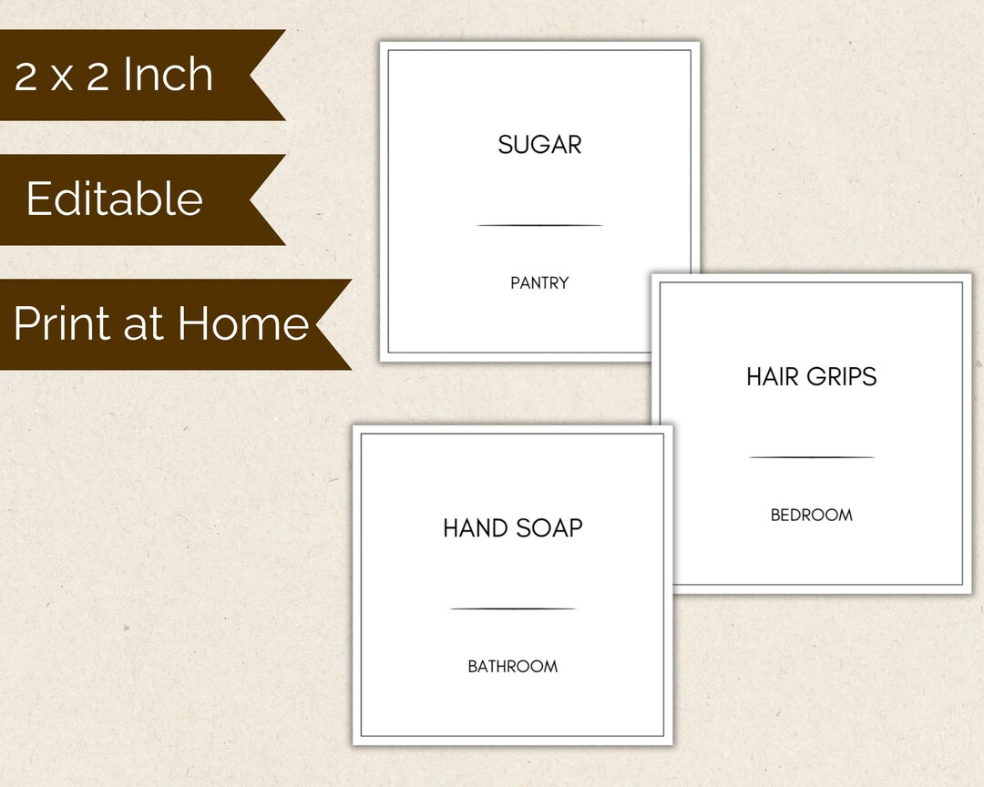 Editable 2 Inch Square Printable Organisation Label Template - Etsy