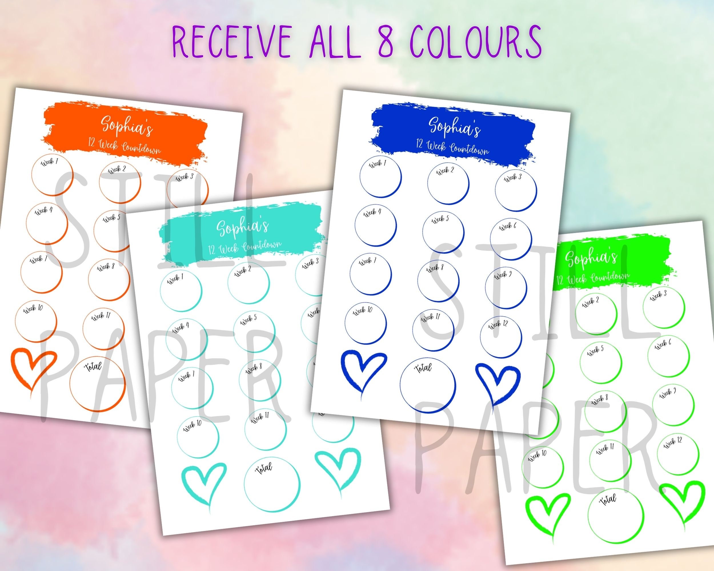 Printable Personalised 12 Week Countdown Rainbow PDF A4 A5 - Etsy