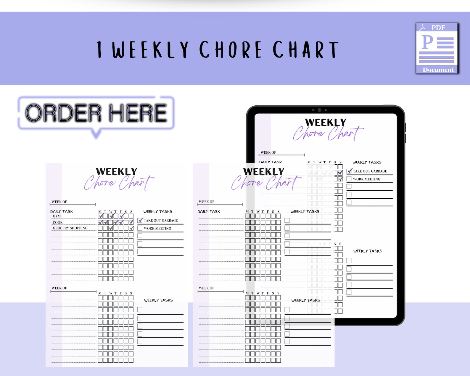 Family Digital Chore Chart | Cleaning Schedule | Editable Chore Chart ...