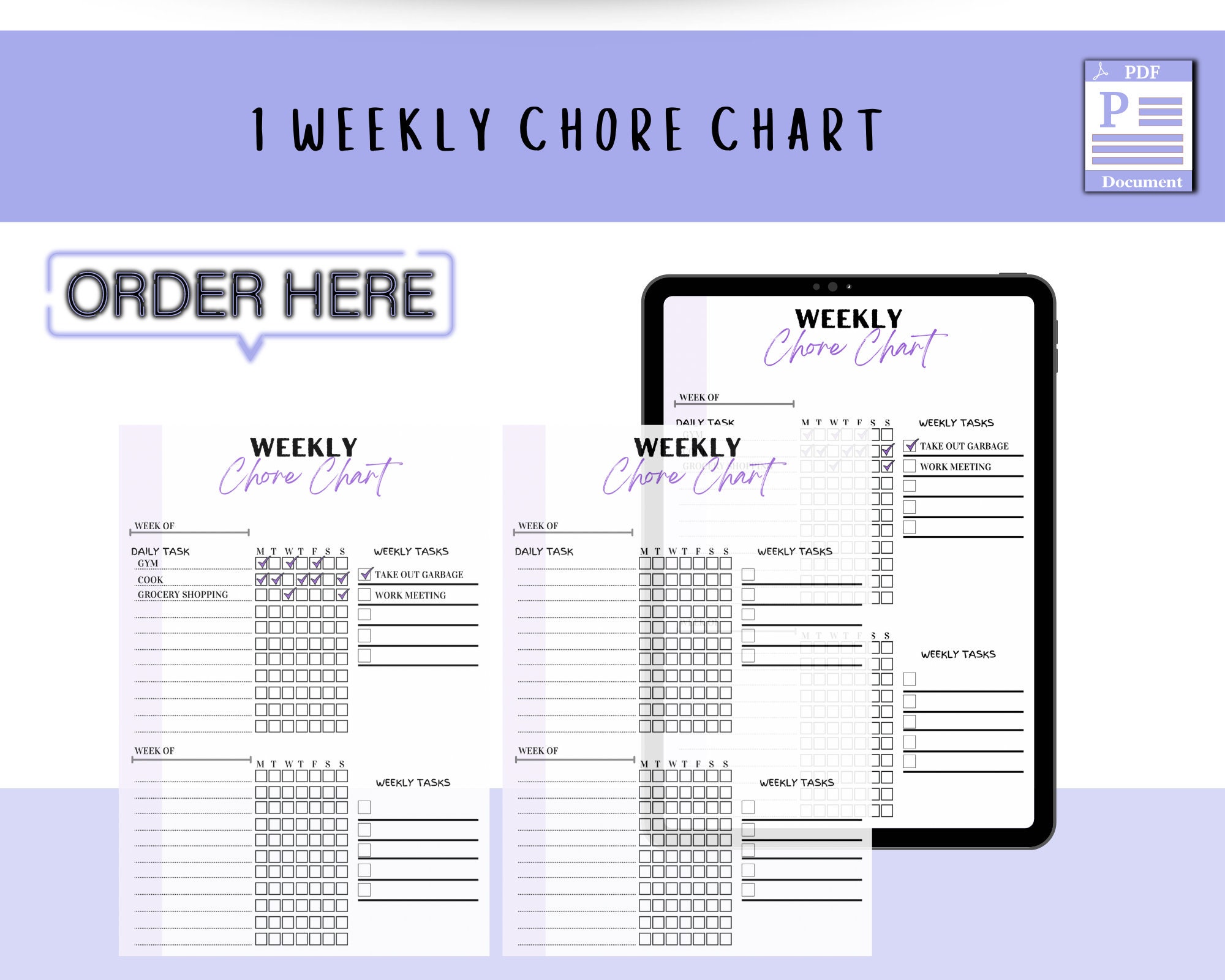 Family Digital Chore Chart | Cleaning Schedule | Editable Chore Chart ...