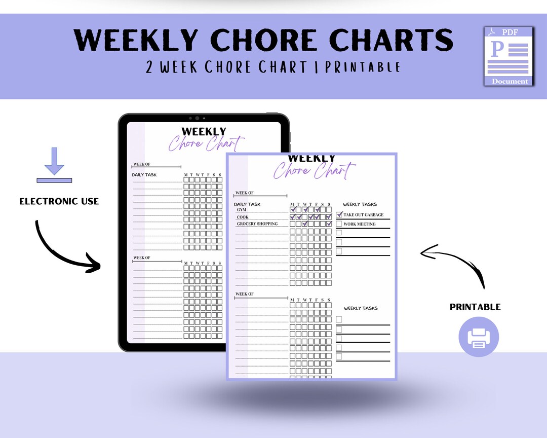 Family Digital Chore Chart | Cleaning Schedule | Editable Chore Chart ...