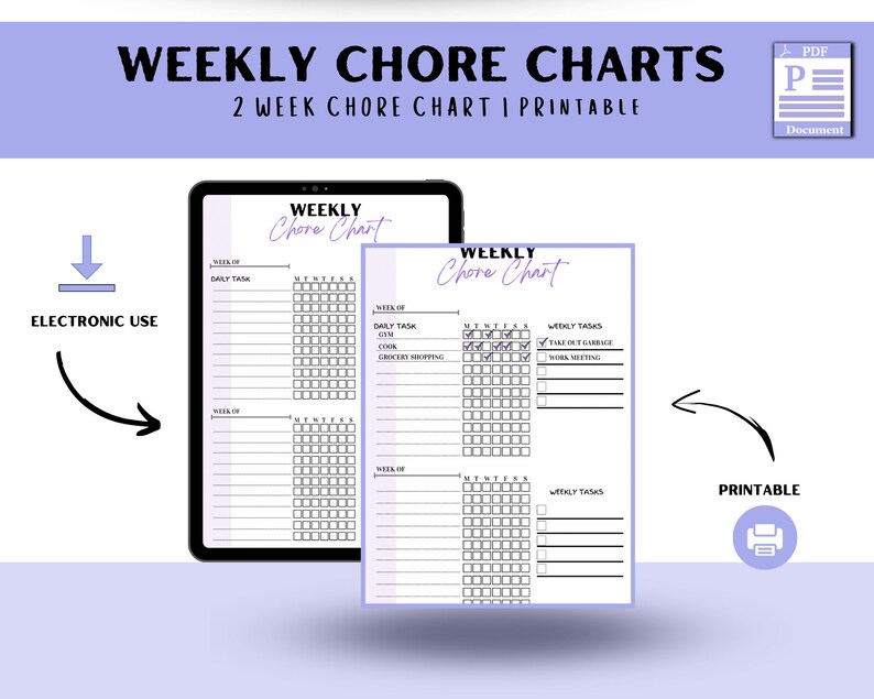 Family Digital Chore Chart | Cleaning Schedule | Editable Chore Chart ...