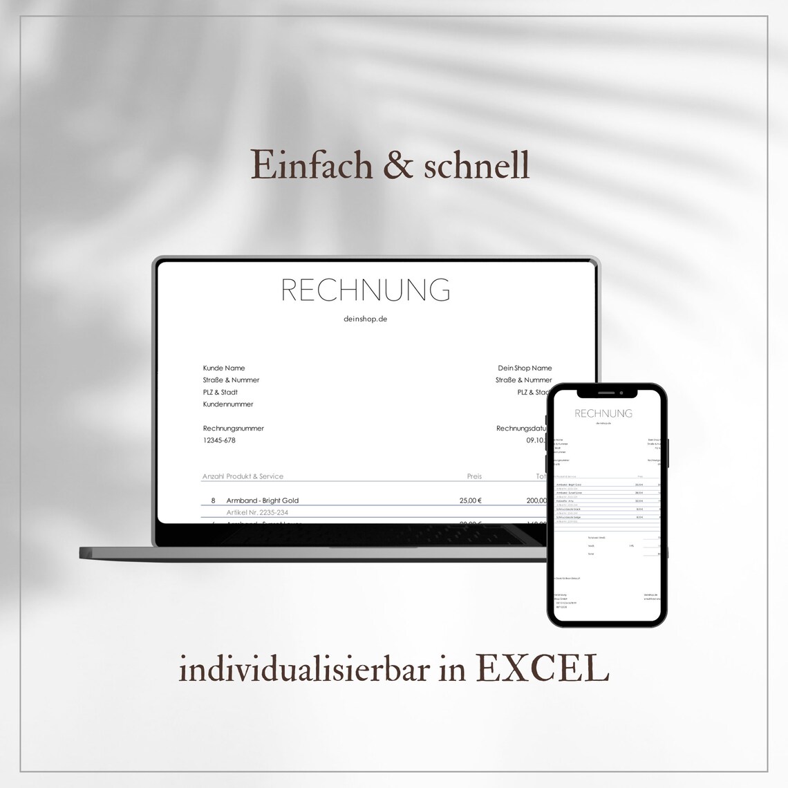 Invoice Template Invoice in Excel Digital & Personalized for Your ...