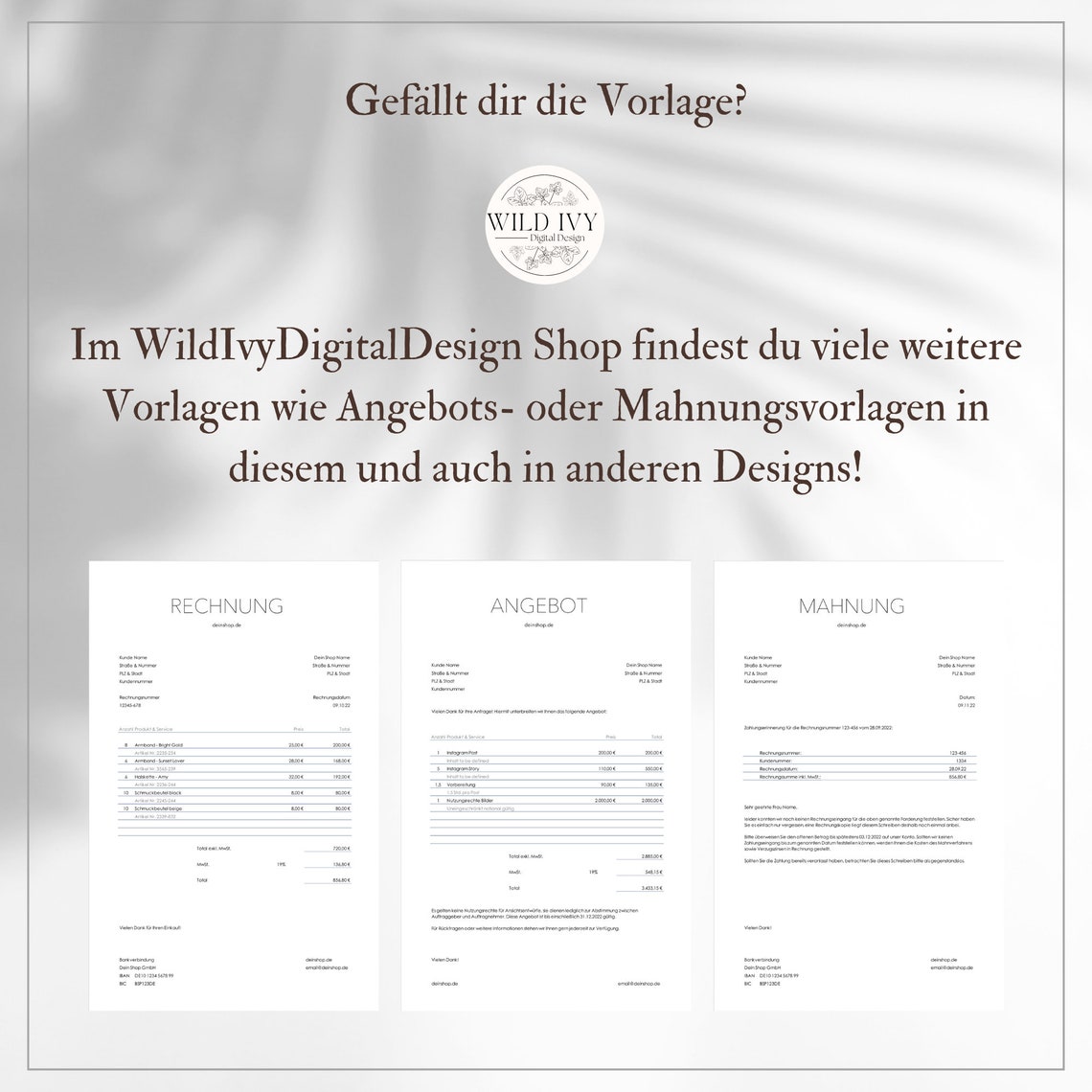 Invoice Template Invoice in Excel Digital & Personalized for Your ...
