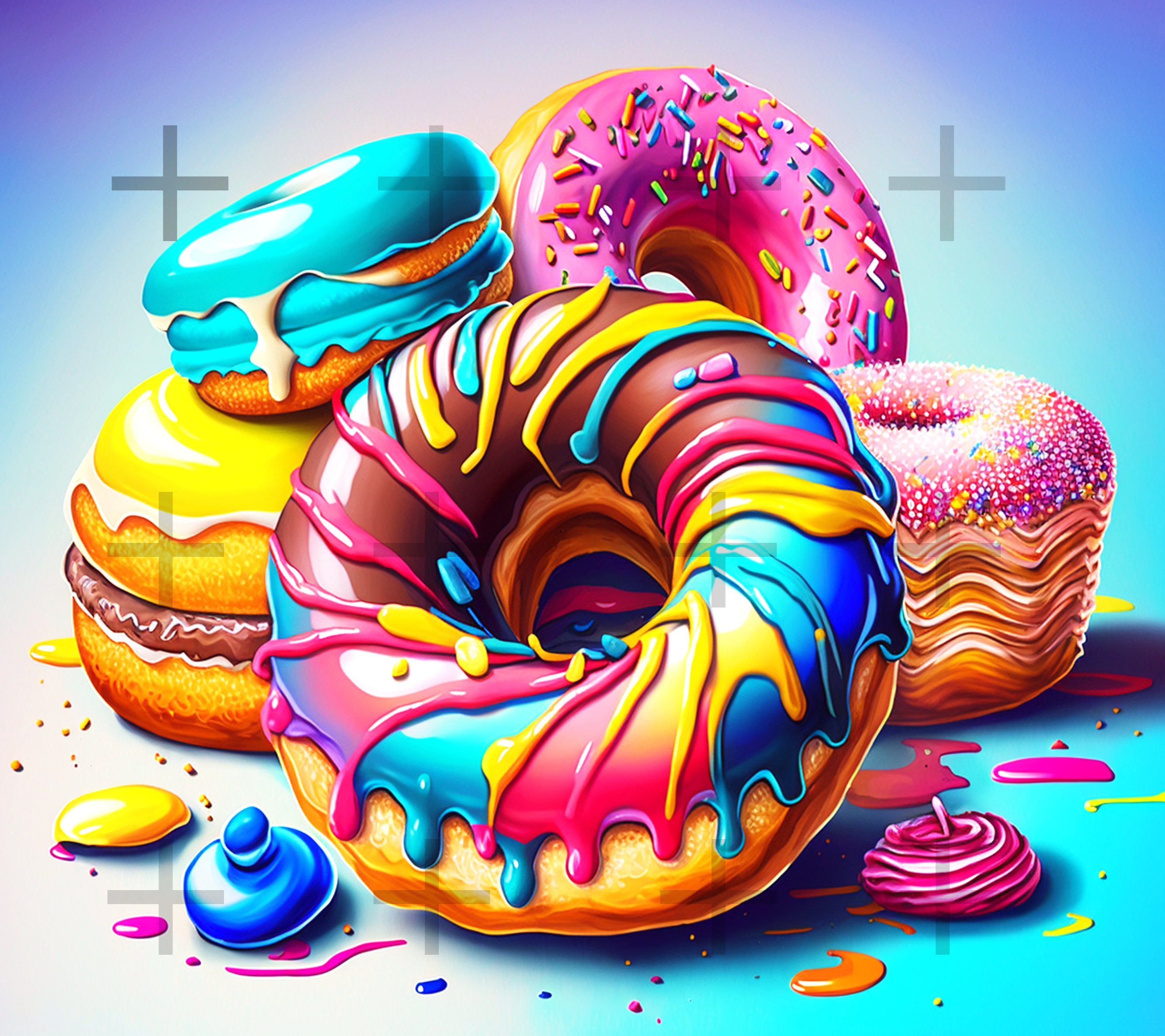 Pop Art Donuts Dessert 20 Oz Skinny Straight Tumbler Png Sublimation ...