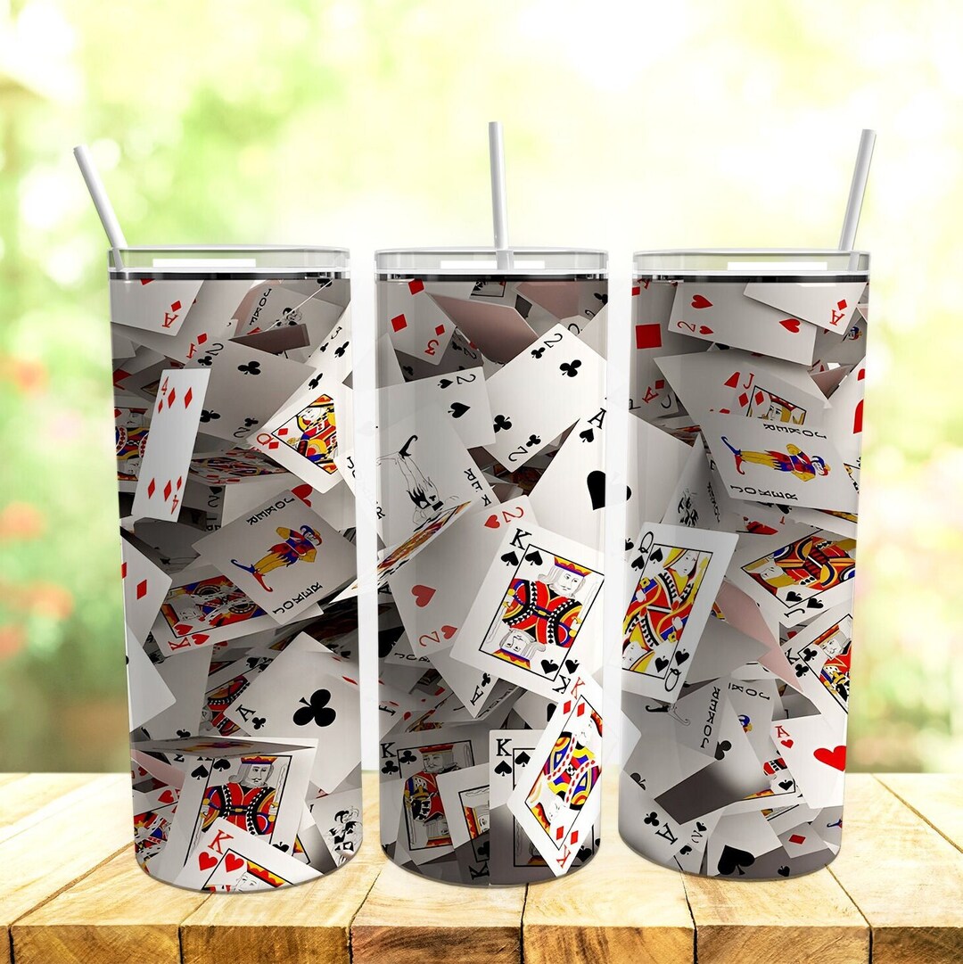 3D Falling Playing Cards 20 Oz Skinny Tumbler Straight and Tapered ...