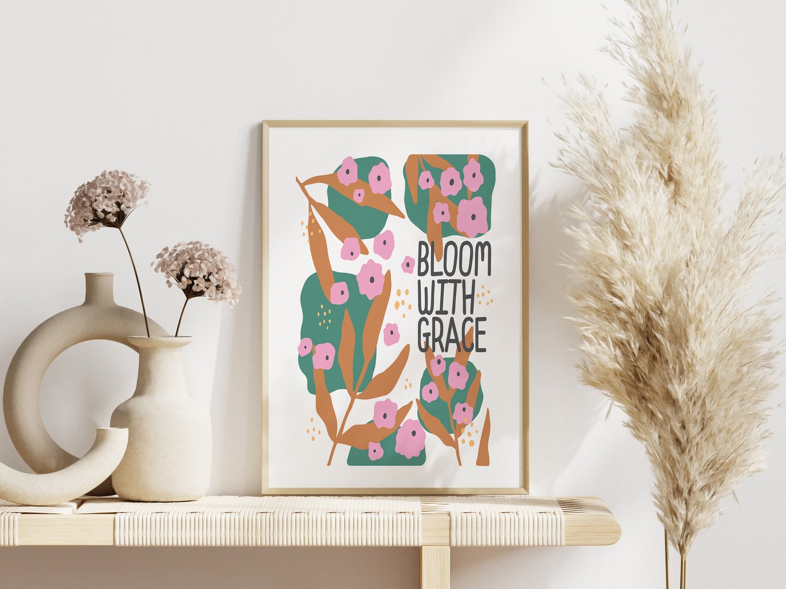 Retro Vintage Bloom With Grace Flower Art Print Flower Illustrations ...