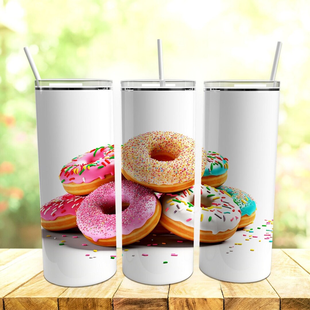 3D Glazed Donuts Doughnuts 20 Oz Skinny Tumbler Straight and - Etsy