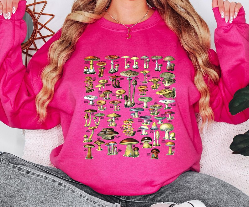 Vintage Cottagecore Mushroom Name Guide Sweatshirt Cottage Core ...