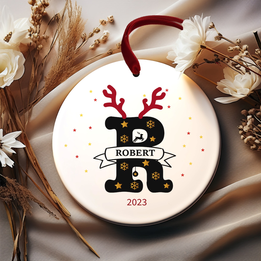 Personalized Custom Letter Name Initial Christmas Ornament - Etsy