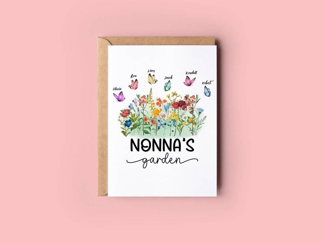 Personalized Custom Name Nonna's Garden Card, Kids Names, Gift for ...