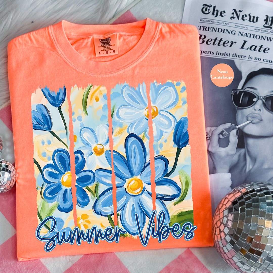 Summer Vibes Comfort Colors® Shirt | Floral Summer Vacation Shirt ...