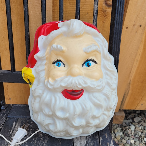 Vintage Plastic Santa Lighted Face - Etsy