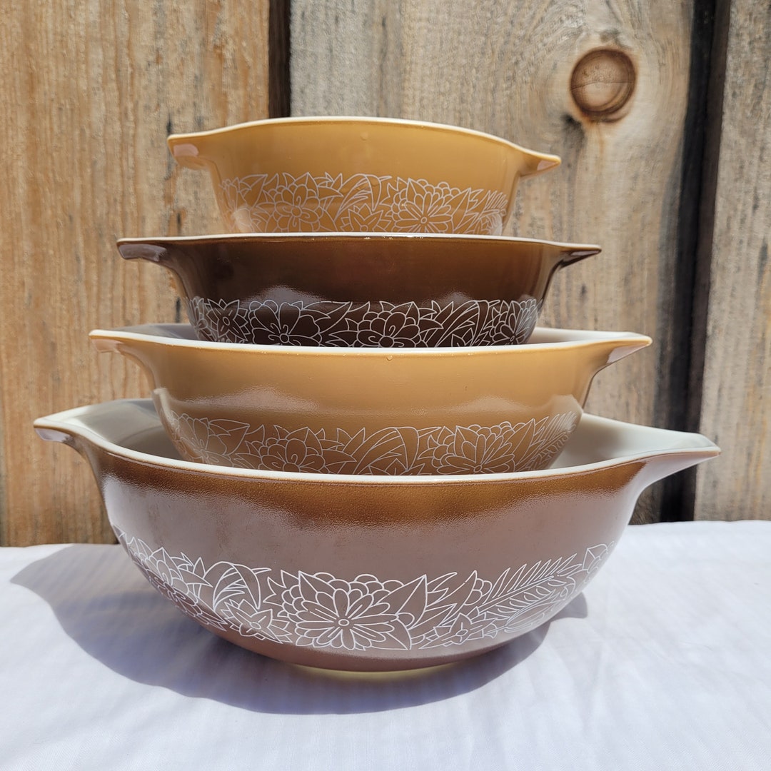 Pyrex Woodland Brown Cinderella Mixing Bowls Set - Etsy