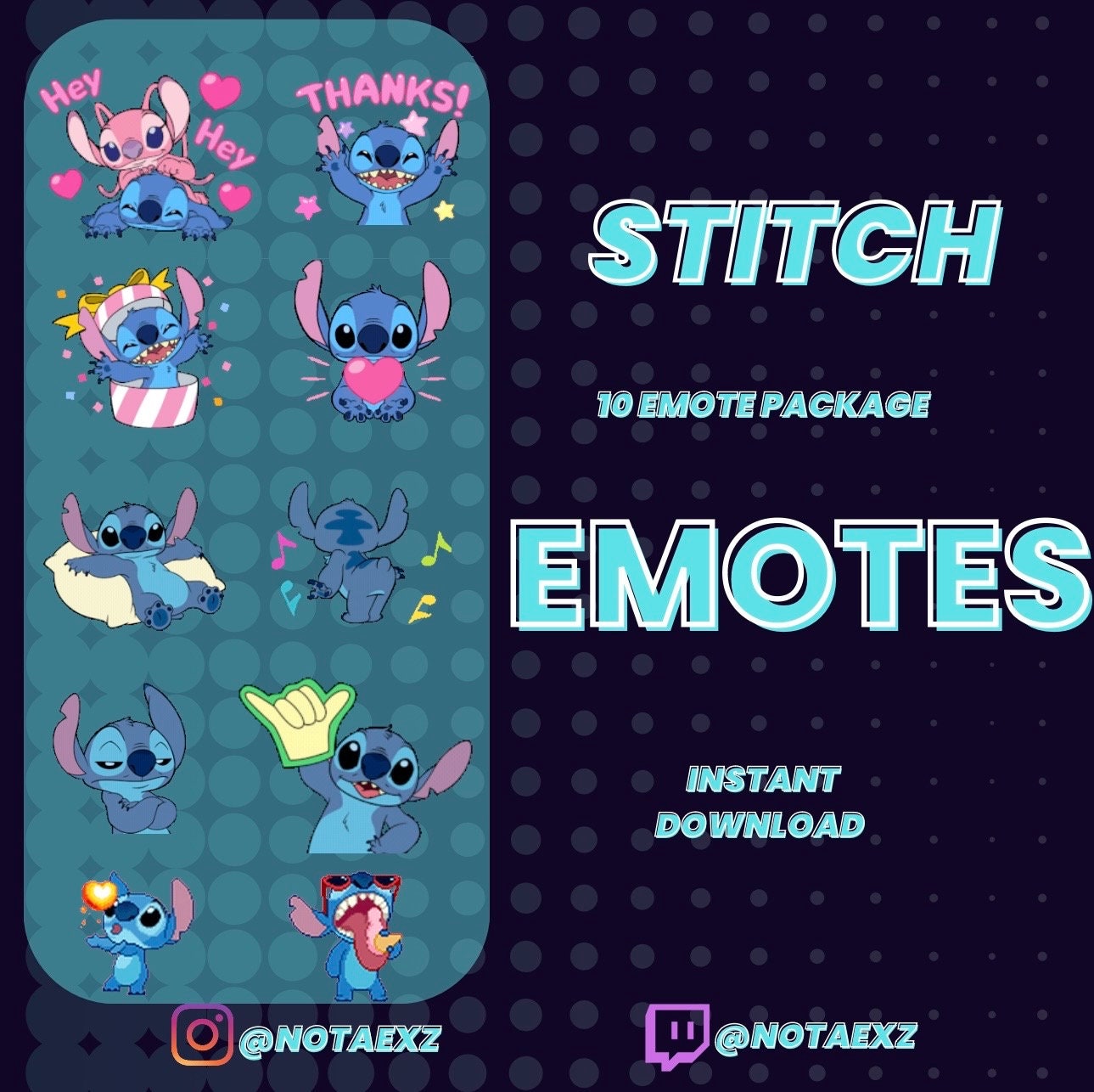 Stitch 10 Emotes SVG PNG Picturesjpgtwitch Emote - Etsy UK