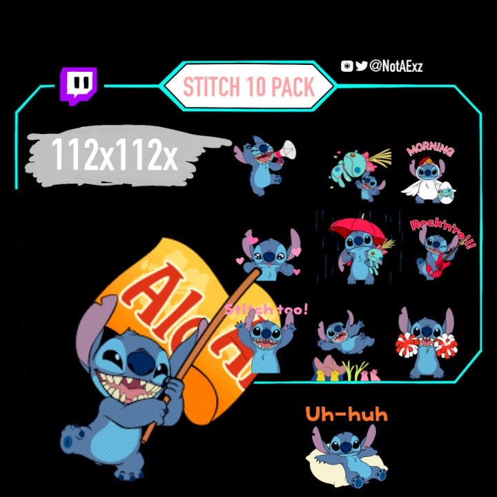 Stage 2 Animated Stitch 10 Emotes SVG PNG Picturesjpgtwitch Emote ...