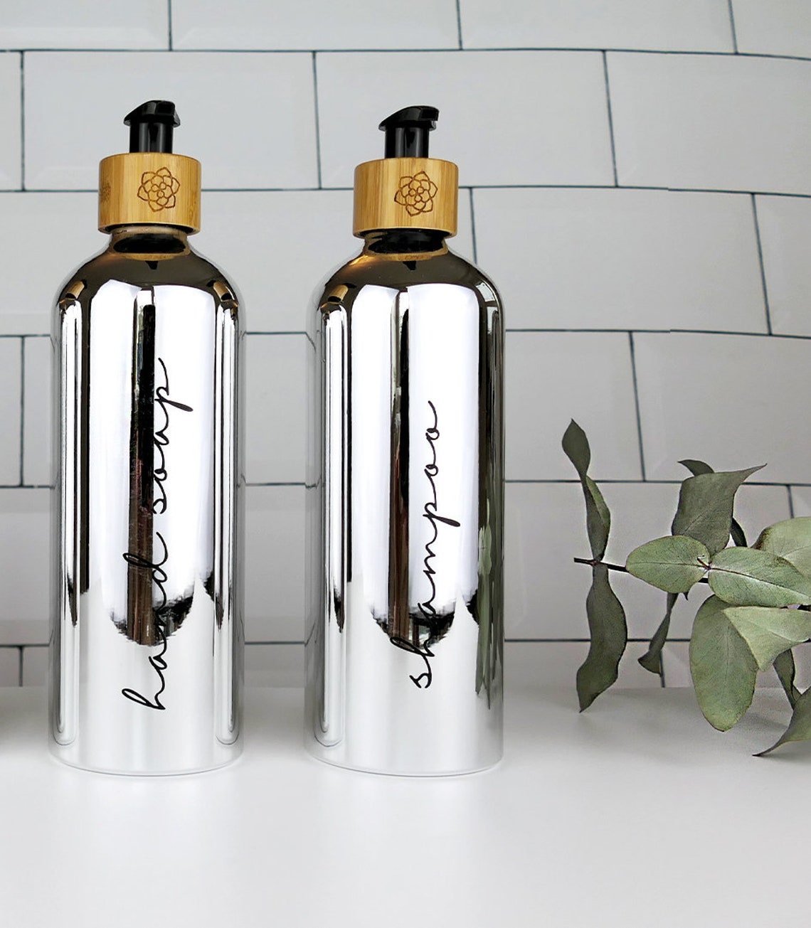 Bathroom Dispenser Set X2 Bottles 500ml. Choose 15 Colours & 6 Design ...