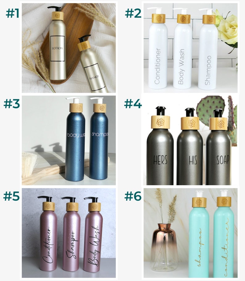 Bathroom Dispenser Set X3 Bottles 300ml. Choose +15 Colours & 6 Design ...