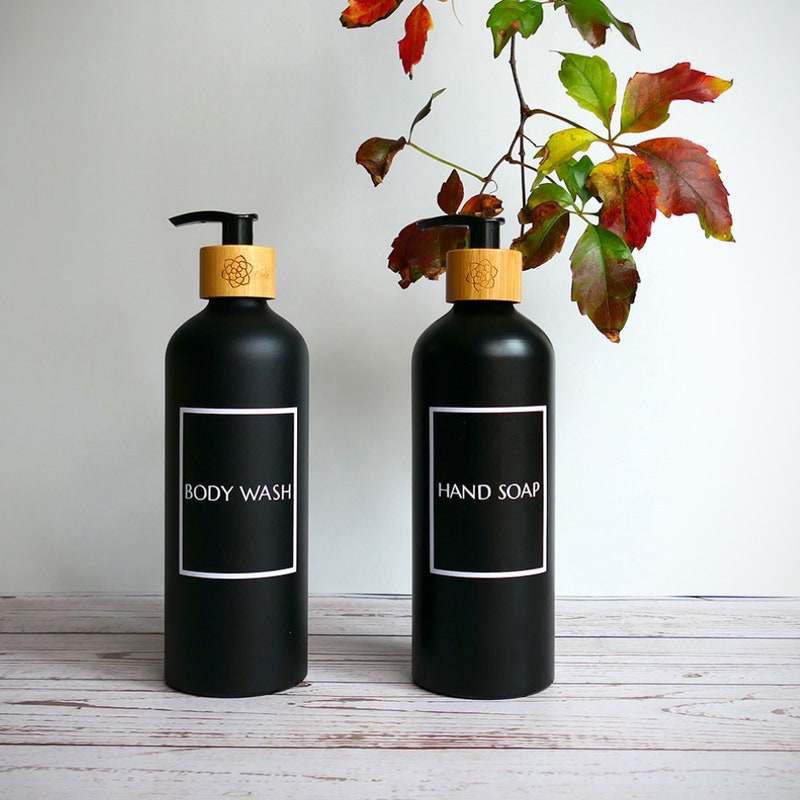 Black Shampoo Bottles Set - Etsy