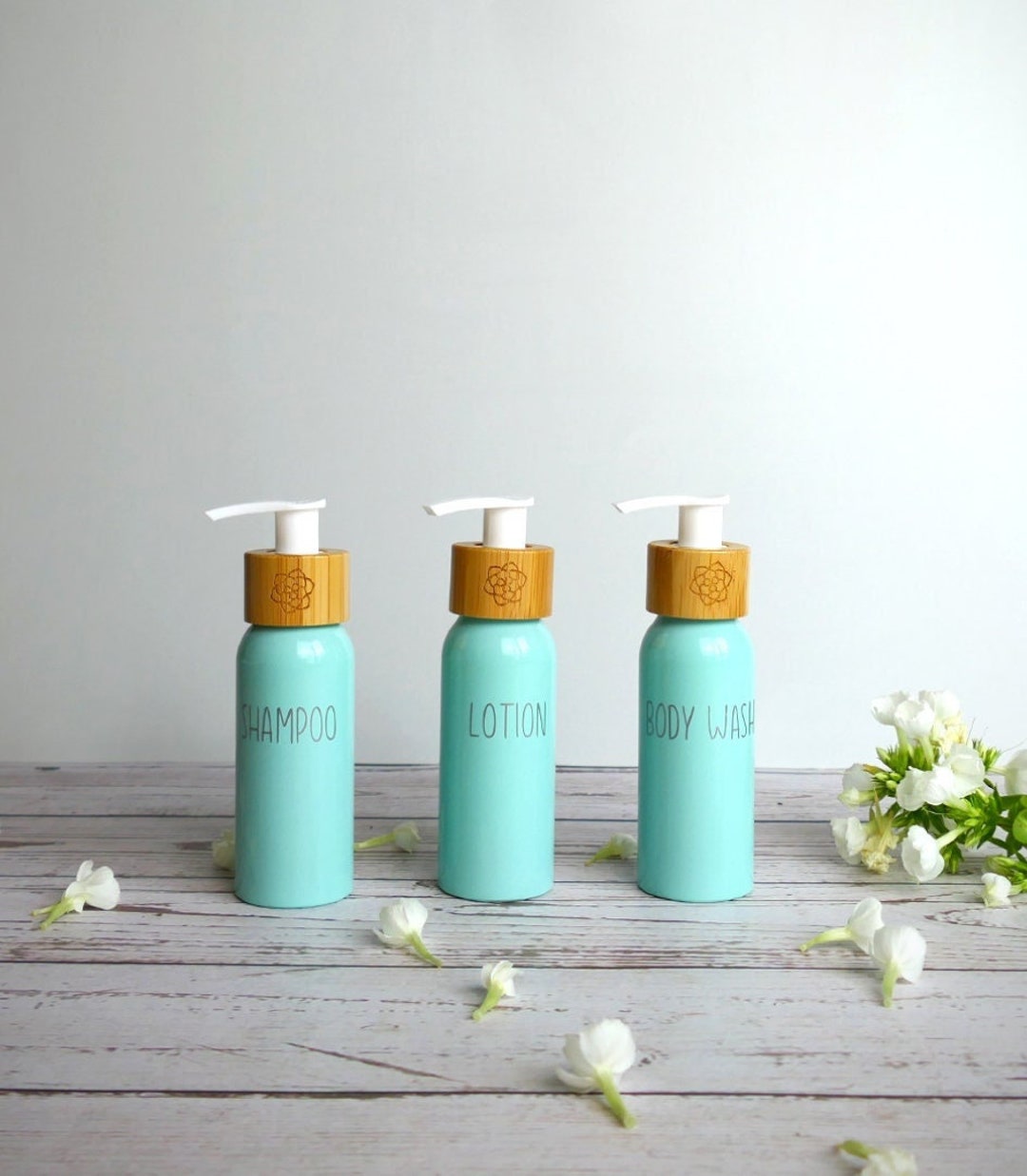 Travel Toiletries Set X3 Bottles 100ml. Choose +15 Colours & 6 Design ...