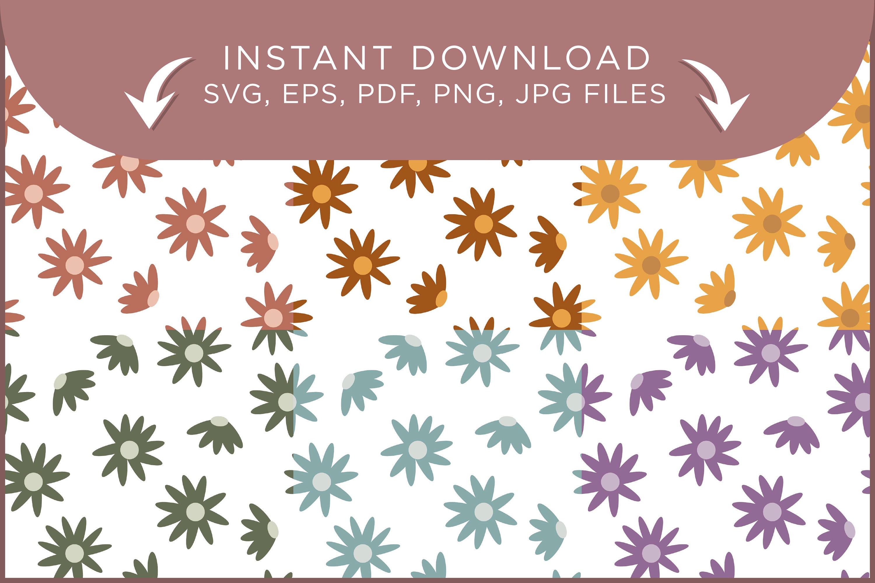 Seamless Daisy Pattern | Digital Download Seamless Pattern | Repeating ...