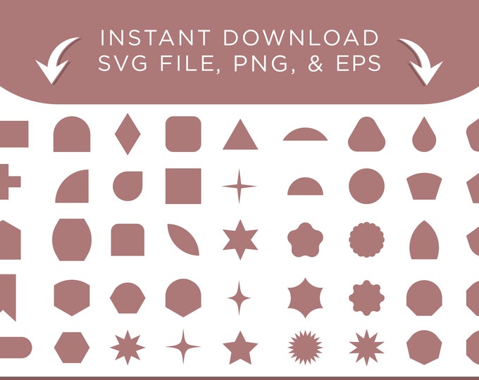 45 Basic Shapes Personal & Commercial Use SVG PDF PNG Fully Editable in ...