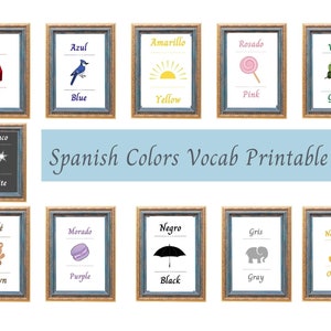 Spanish Poster Set: Colors Vocabulary Wall Art Decor Instant Download ...