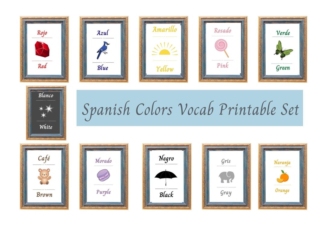 Spanish Poster Set: Colors Vocabulary * Wall Art * Decor * Instant ...