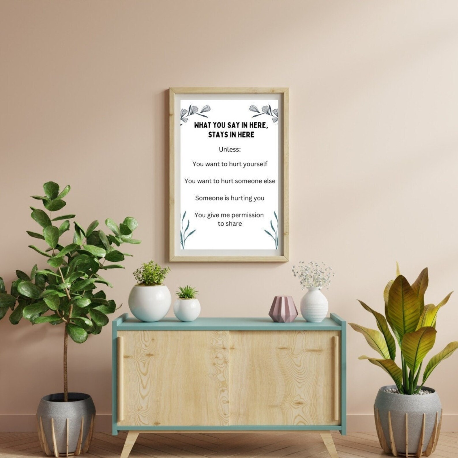 School Counseling Floral Confidentiality Print, Counseling Office Decor ...