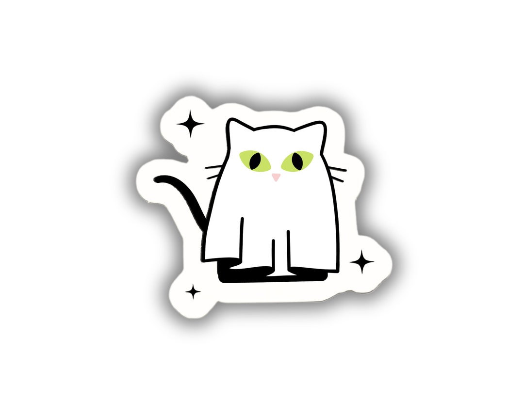 Ghost Cat Sticker Halloween Decal Adorable Cute Spooky Scary - Etsy