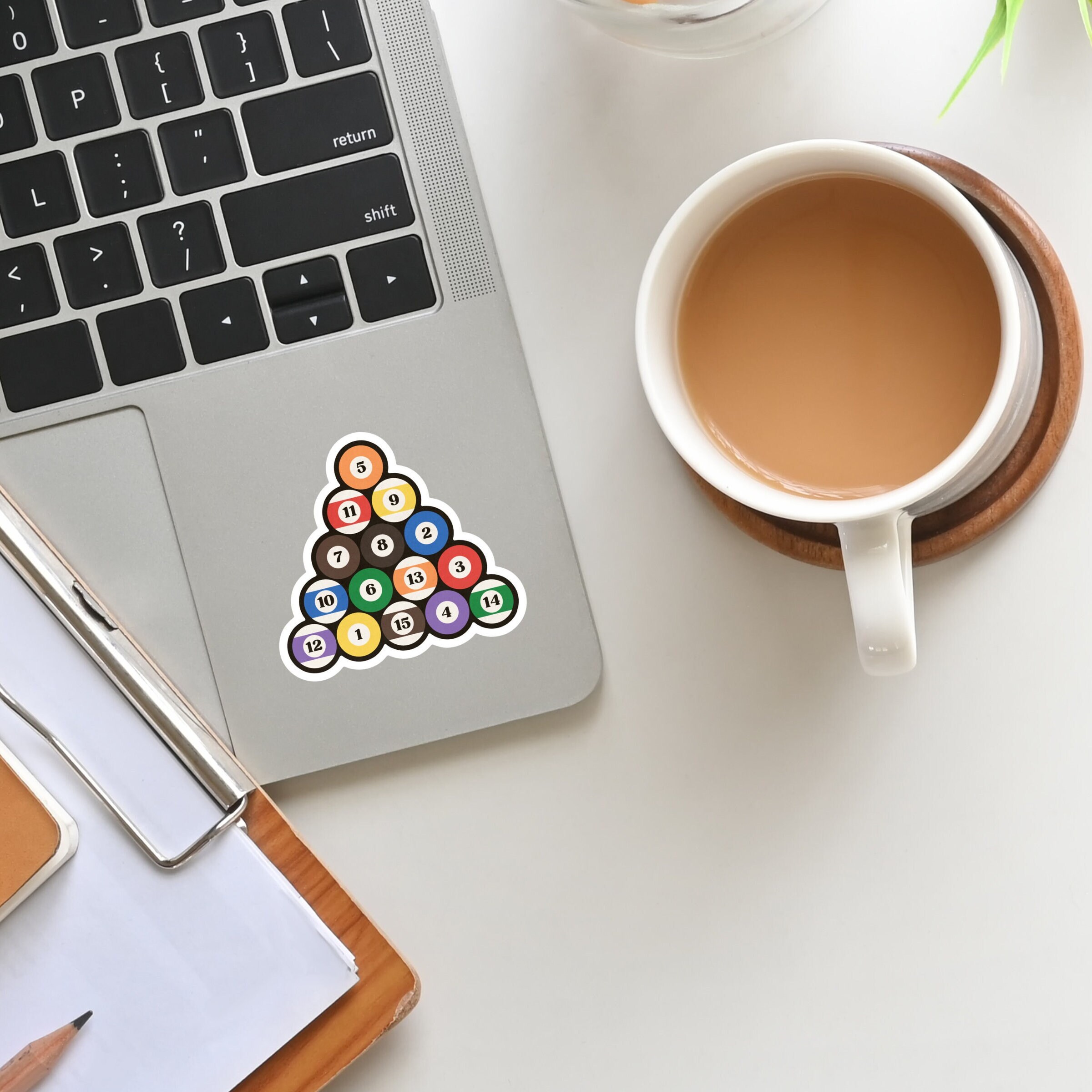 Pool Ball Sticker, Rack of Pool Balls, Billiards Balls, Vintage ...