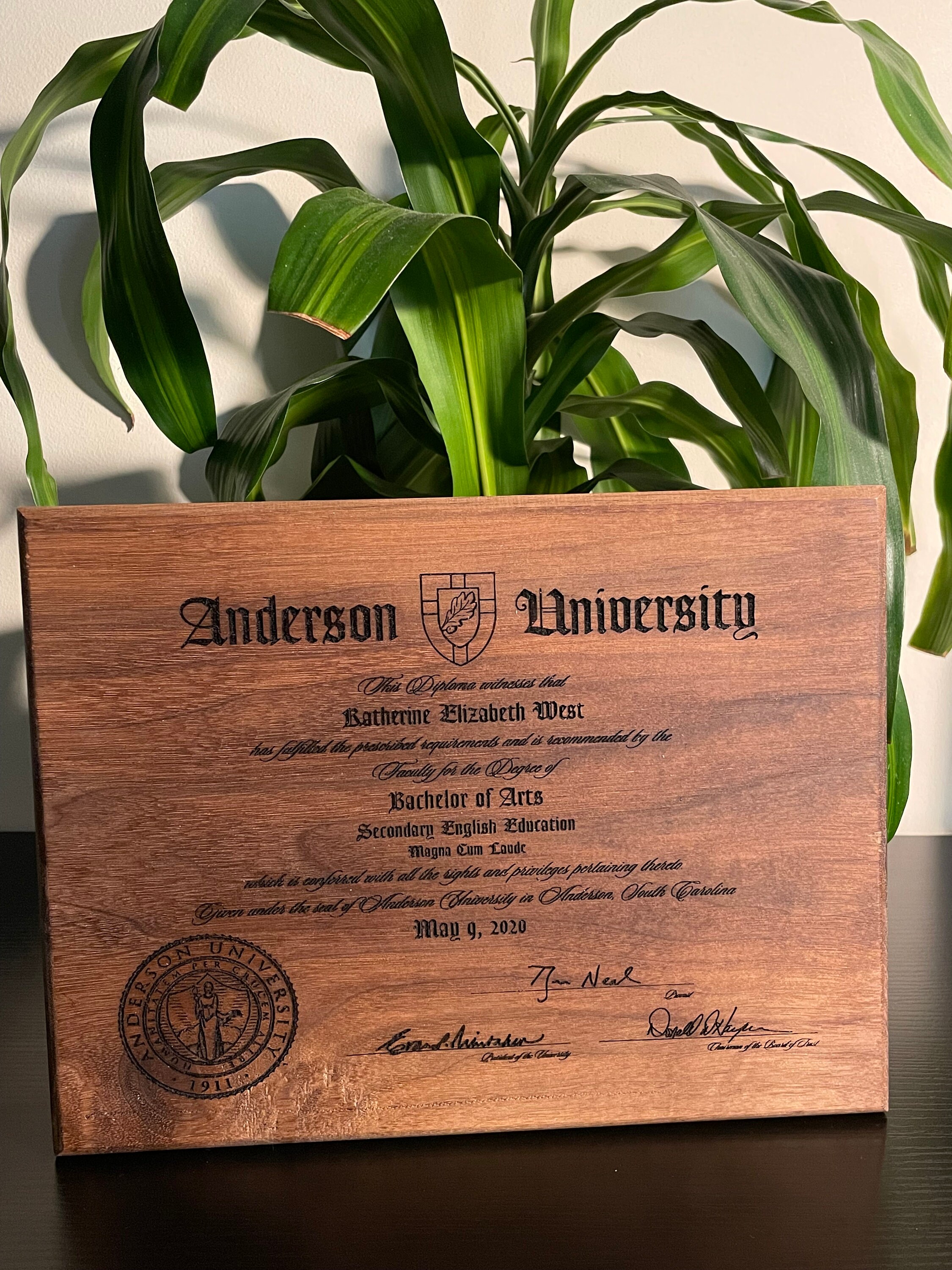 Laser Engraved Diploma (walnut, 9.5" X 12") | Wood Diploma | Engraved ...