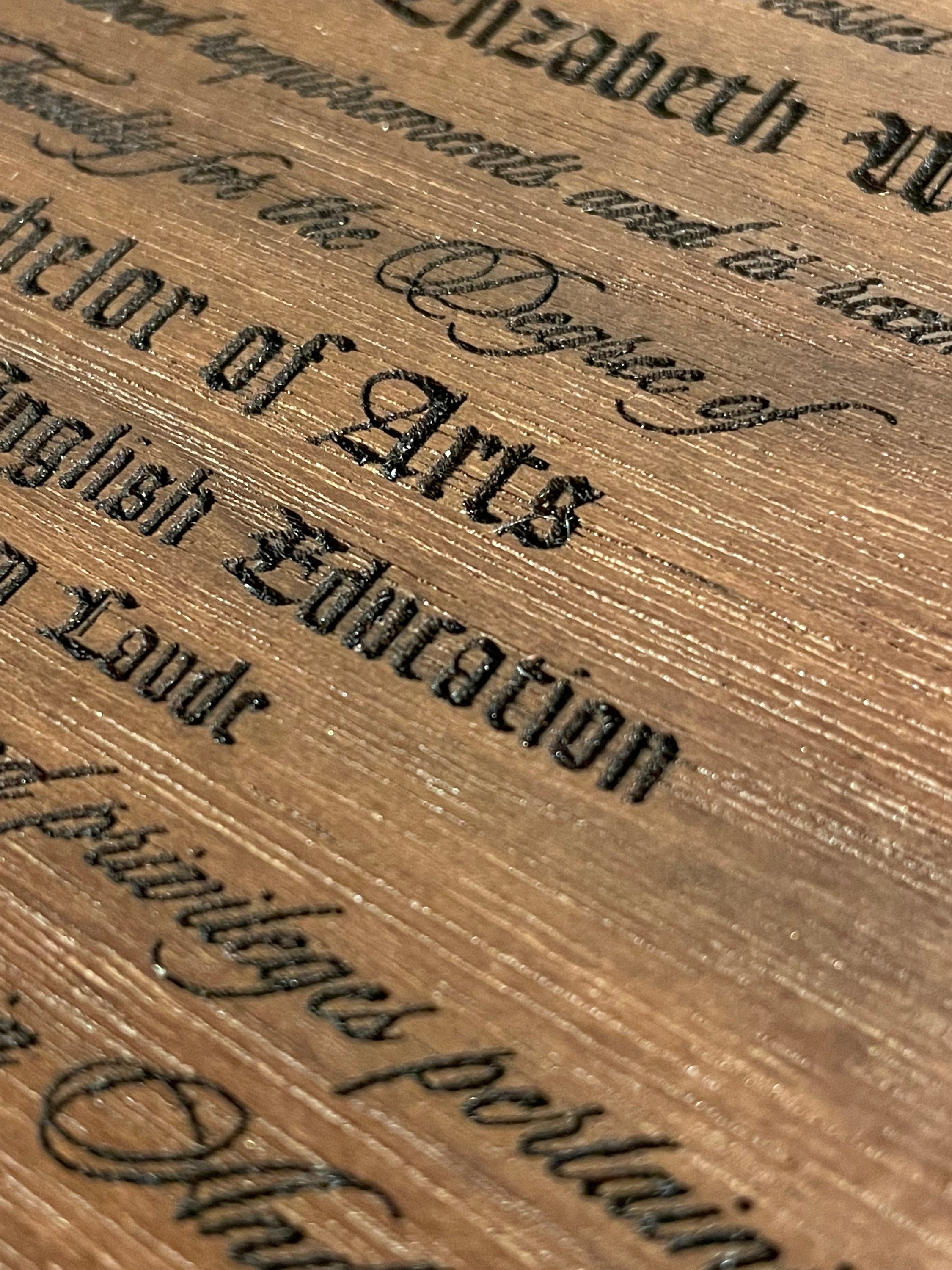 Laser Engraved Diploma (Walnut, 17"x24") | Wood Diploma | Engraved ...