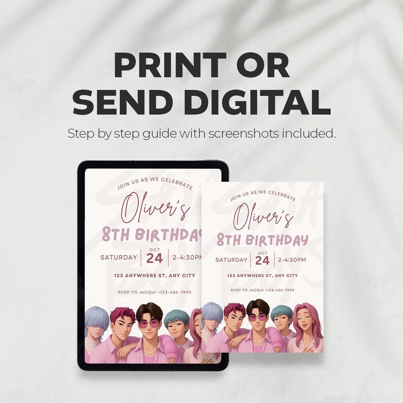 Kpop Birthday Party Invitation, Saja Boys Theme (printable Canva ...